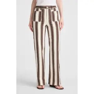 Madewell The Emmy Stripe Wide Leg Pants - Dark Brown Stripe