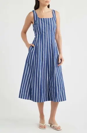 Madewell Rylie Stripe Poplin Midi Dress