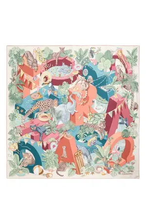 SALVATORE FERRAGAMO Jungle Party Silk Foulard Square Scarf