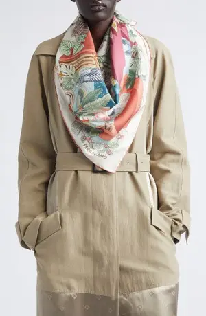 FERRAGAMO Jungle Party Silk Foulard Square Scarf - Rust/petrolio