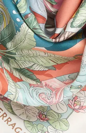 FERRAGAMO Jungle Party Silk Foulard Square Scarf - Rust/petrolio