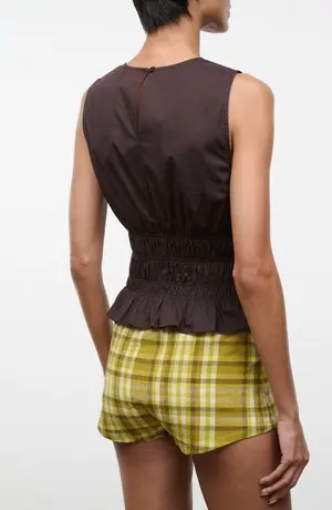 Staud Culver Smocked Sleeveless Top - Earth