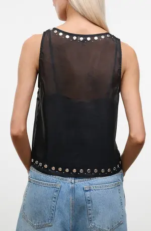 Staud Cara Sheer Studded Sleeveless Top