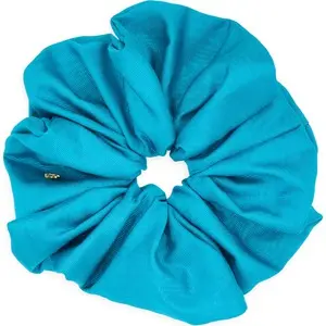 Lele Sadoughi Oversized Cotton Scrunchie With Logo Hardware - Turquoise