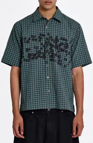 JADED LONDON Check Oversize Cotton Button-up Shirt