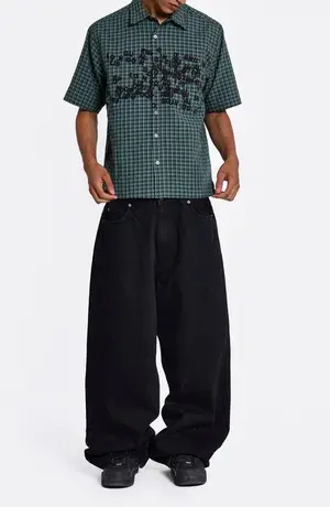 JADED LONDON Check Oversize Cotton Button-up Shirt