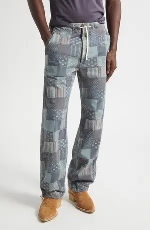 Double Rl Patchwork Trompe L'oeil Jersey Joggers - Navy/multi
