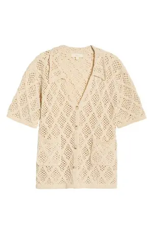 Elan Sheer Open Stitch Cover-up Button-up Shirt