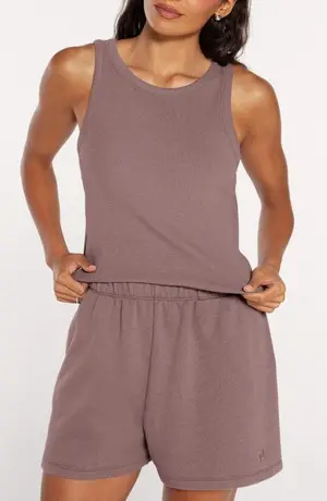 NUUDS Slinky Rib Knit Stretch Modal Jersey Tank - Cocoa