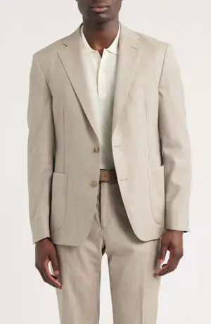 Vince Icon Relaxed Fit Slub Wool & Linen Blend Suit - Tan