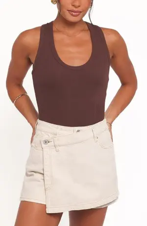 PETAL & PUP Miles Racerback Rib Tank - Espresso