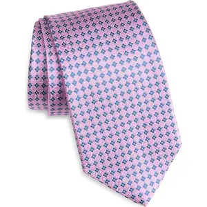 David Donahue Neat Diamond Silk Jacquard Neck Tie - Pink
