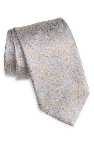 David Donahue Floral Silk Tie - Dune