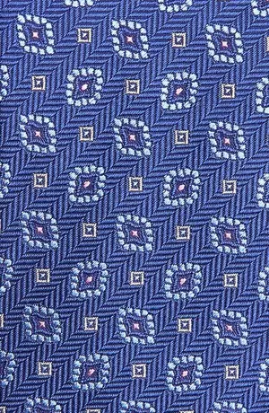 David Donahue Geometric Jacquard Silk Herringbone Neck Tie