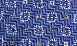 David Donahue Geometric Jacquard Silk Herringbone Neck Tie