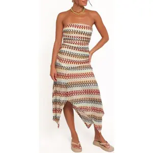 PETAL & PUP Navia Embroidered Strapless Maxi Dress