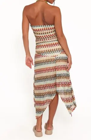 PETAL & PUP Navia Embroidered Strapless Maxi Dress