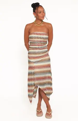 PETAL & PUP Navia Embroidered Strapless Maxi Dress