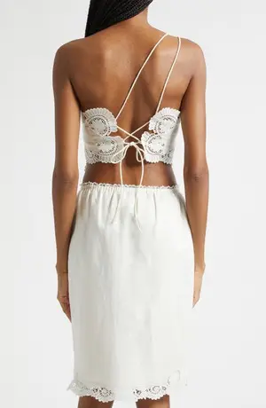 Posse Darya Broderie Trim One-shoulder Tie-back Top