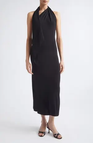 Altuzarra Mitchell Scarf Halter Knit Maxi Dress - Black
