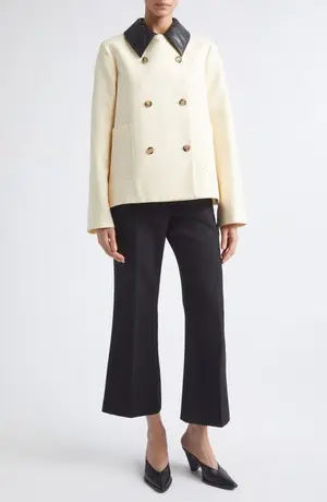 Altuzarra Harburg Double-breasted Jacket With Leather Collar - Opal