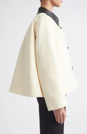 Altuzarra Harburg Double-breasted Jacket With Leather Collar - Opal
