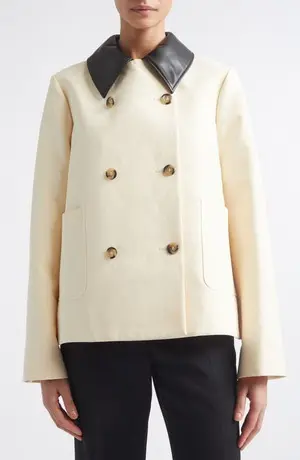 Altuzarra Harburg Double-breasted Jacket With Leather Collar - Opal