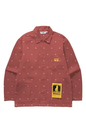 SERVICE WORKS Polka Dot Cotton Canvas Chore Coat - Clay