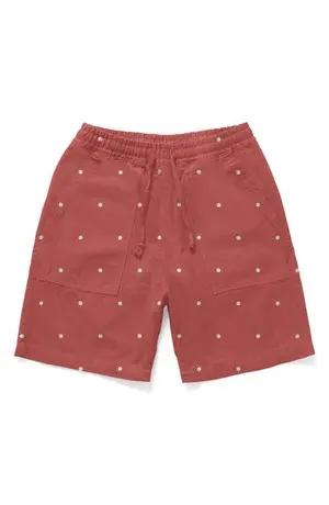 SERVICE WORKS Polka Dot Cotton Poplin Drawstring Chef Shorts - Clay