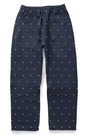 SERVICE WORKS Polka Dot Cotton Canvas Drawstring Chef Pants Navy