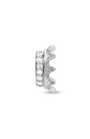 Adina Reyter Pavé Diamond Crown Mini Bead Charm - Silver
