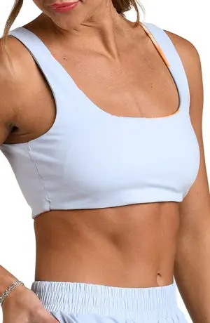 La Blanca Outline Floral Scoop Neck Reversible Sports Bra - Drift