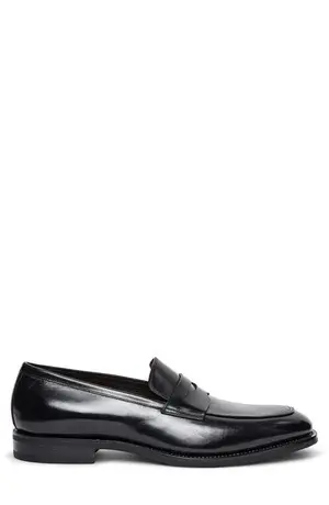 Santoni Gregor Patent Leather Penny Loafer - Black