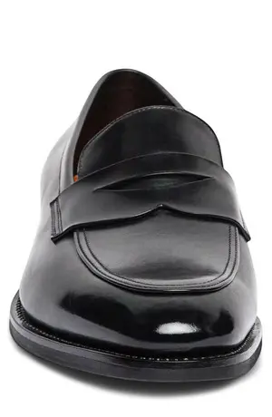 Santoni Gregor Patent Leather Penny Loafer - Black