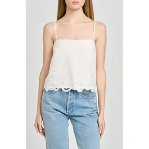 WAYF X Hannah Lovey Porter Lola Embroidered Cotton Camisole - Ivory