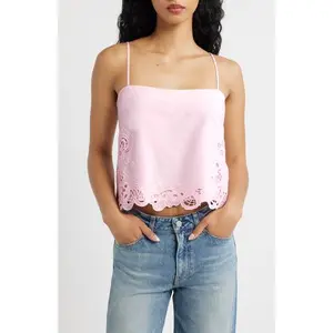 WAYF X Hannah Lovey Porter Lola Embroidered Cotton Camisole - Light Pink