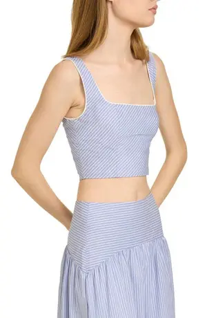 WAYF X Hannah Lovey Porter Georgia Directional Stripe Cotton Blend Crop Top