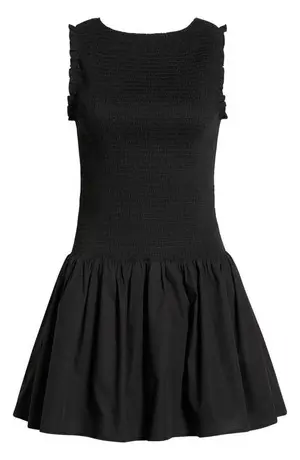 WAYF Esme Smocked Poplin Minidress