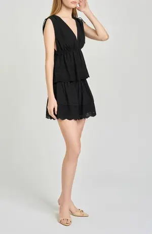 WAYF Hannah Lovey Porter Goldie Cotton Eyelet Top - Black