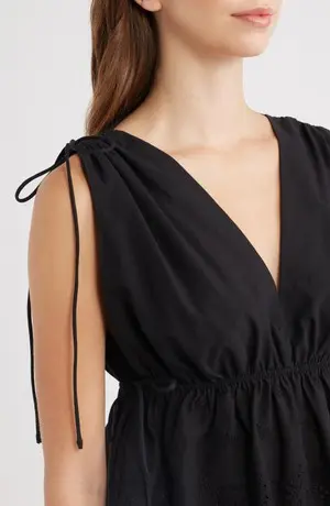WAYF Hannah Lovey Porter Goldie Cotton Eyelet Top - Black