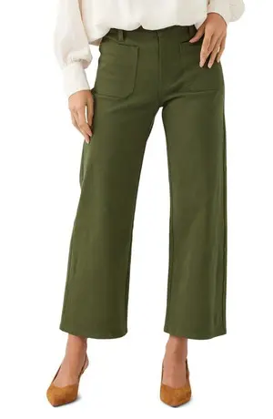 Karen Kane Lauren Patch Pocket Crop Wide Leg Pants - Olive