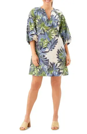 Karen Kane Puff Sleeve Cotton Peasant Minidress - Print