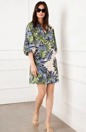 Karen Kane Puff Sleeve Peasant Mini Dress
