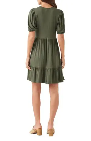 Karen Kane Tiered Puff Sleeve A-line Dress