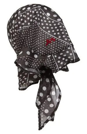 DAMSON MADDER Ruffle Trim Polka Dot Hair Scarf