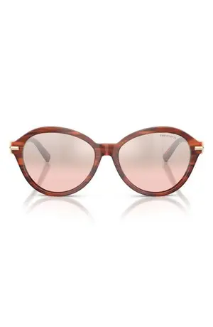 Tiffany & Co. Gradient Round Sunglasses - Ruby Striped Havana/pink