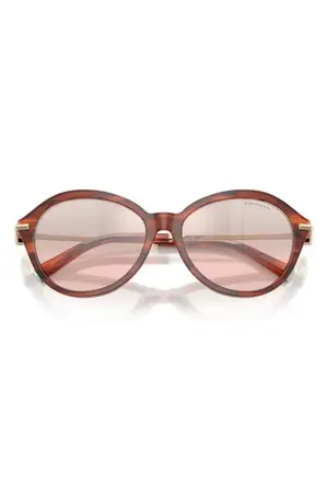 Tiffany & Co. Gradient Round Sunglasses - Ruby Striped Havana/pink