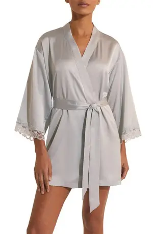 ETAM Naeva Deshabille Lace Trim Satin Robe