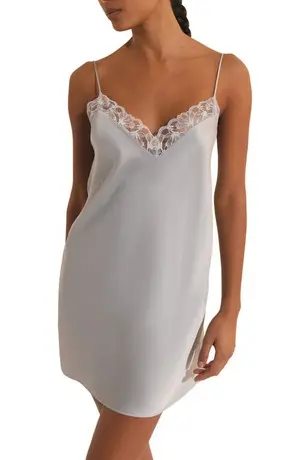 ETAM Naeve Lace Trim Satin Chemise - Oxygen