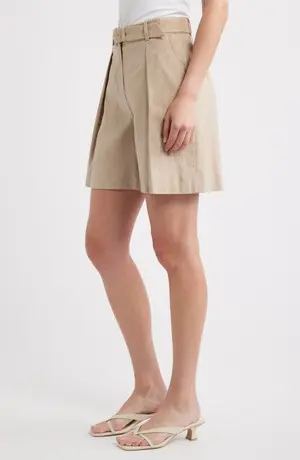 Halogen Belted Pleated Longer Length Shorts